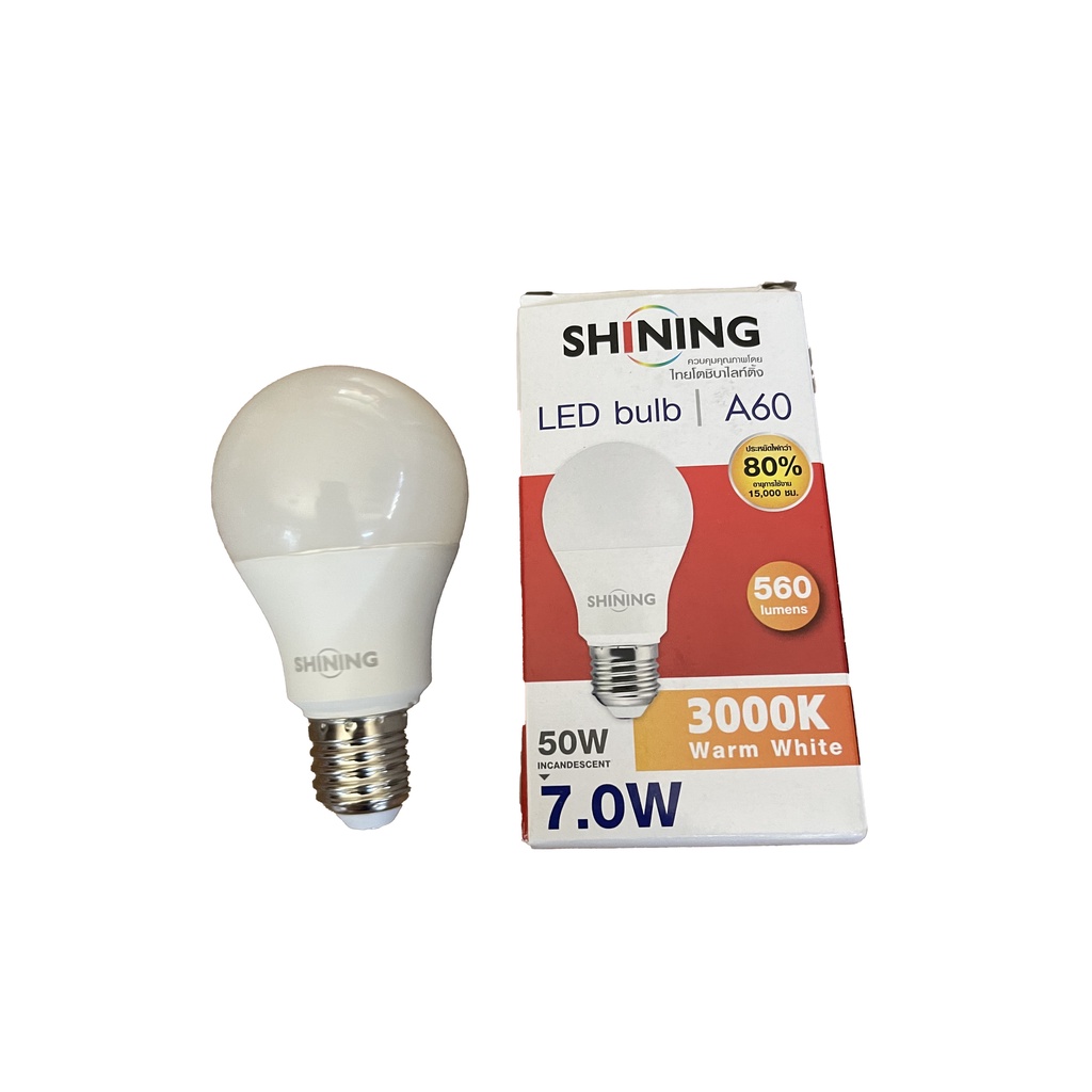 หลอดไฟ Shining by TOSHIBA LED Bulb E27 A60 7W แสง Daylight และ Warm ...