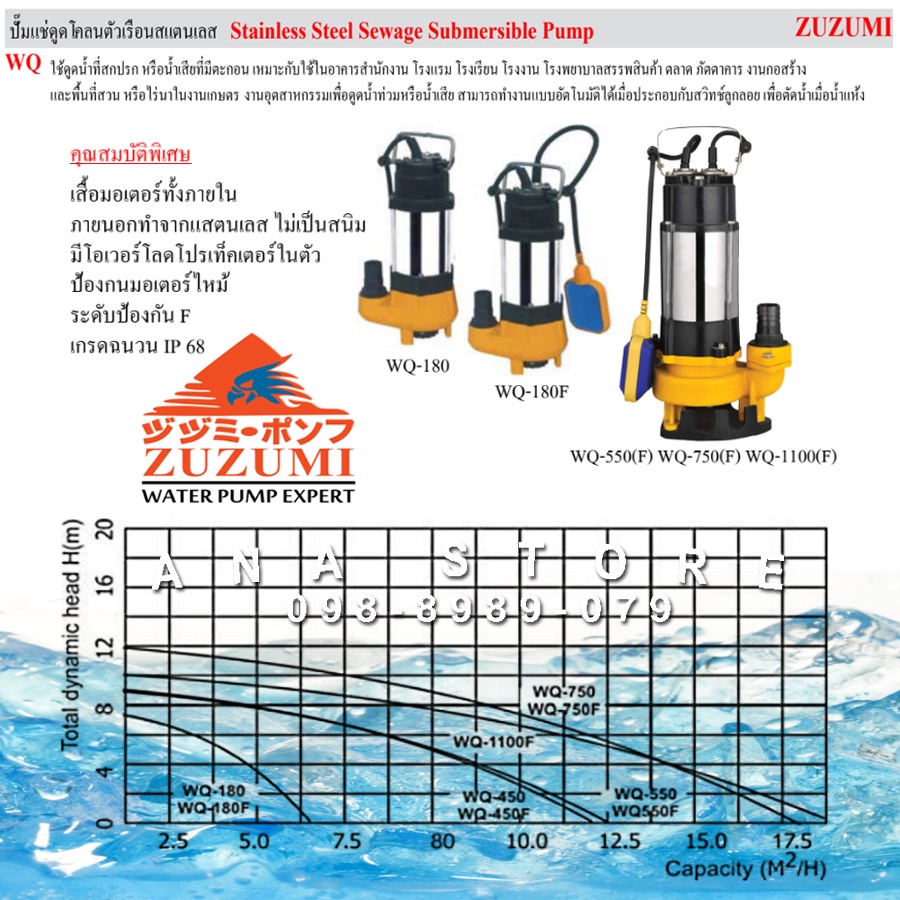 ปั๊มแช่ดูดโคลน ZUZUMI แท้ (สแตนเลส) WQ-series รับประกัน6เดือน | Shopee ...