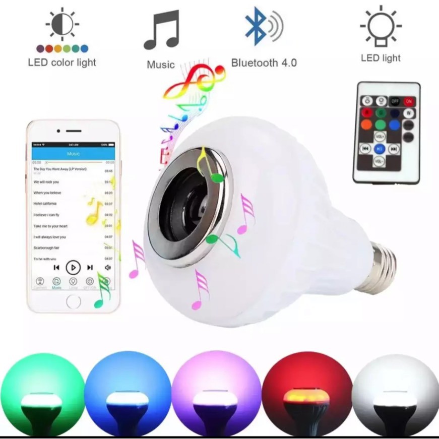 LED Bluetooth Music bulb Speakerหลอดไฟลำโพงบูลทูธอัจฉริยะ เปลี่ยนสีหรี่ ...