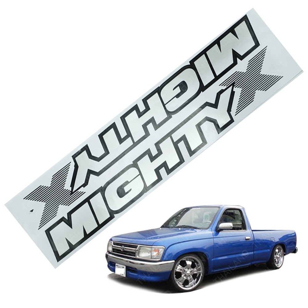 Sticker สติ๊กเกอร์ Mighty-X 2ชิ้น ไมตี้เอ็ก V.1 สีขาว+ดำ สำหรับ Toyota ...