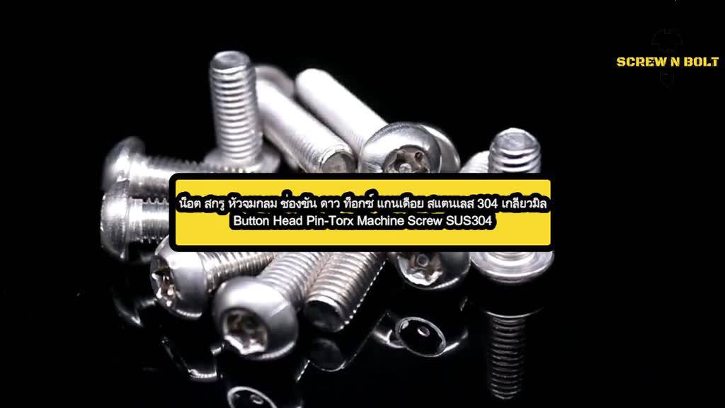 น็อต สกรู หัวจมกลม ดาว ท็อกซ์ แกนเดือย สแตนเลส 304 เกลียวมิล M3 M4 M5 M6 M8 / Button Head Pin ...