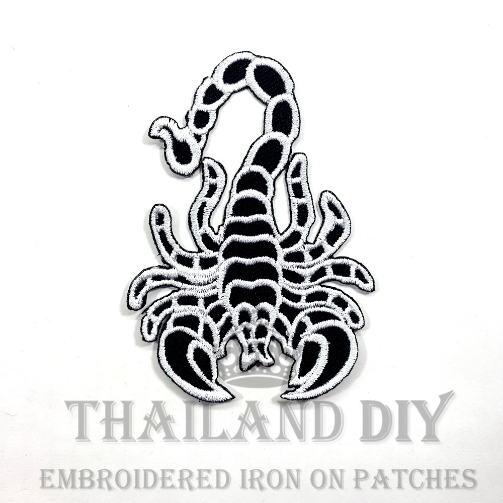 🦂 ตัวรีดติดเสื้อ งานปัก ลาย แมงป่อง สัตว์มีพิษ Scorpions Patch WOP DIY ตัวรีด อาร์มติดเสื้อ ...