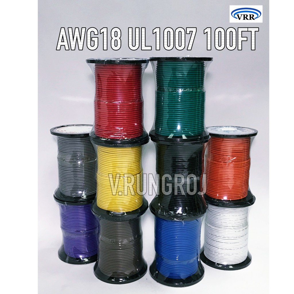 AWG18 UL1007 สายไฟ HOOK UP WIRE 80C 300V 100FT = 30M THAIWONDERFUL / ALPS | Shopee Thailand