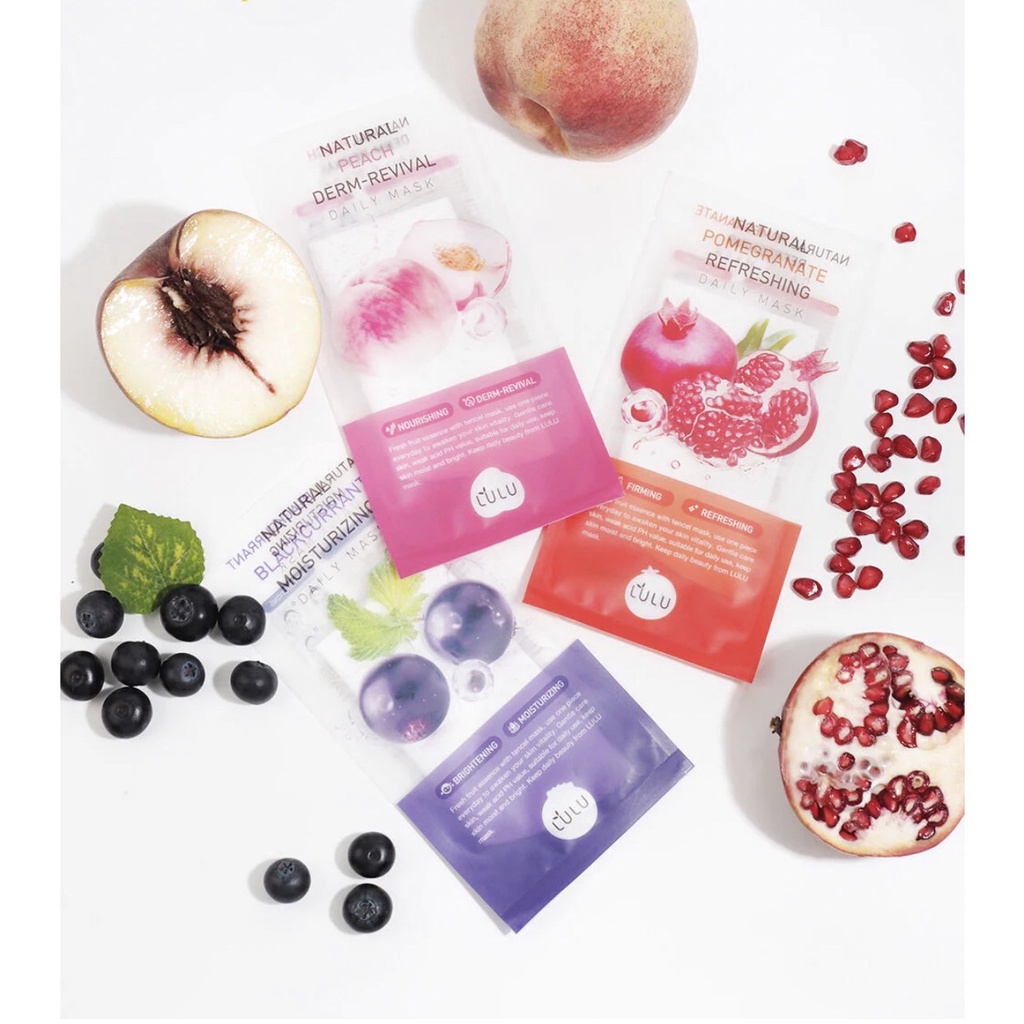 LULU Natural Daily Mask 22ml. Blackcurrant Moisturizing Peach Derm ...