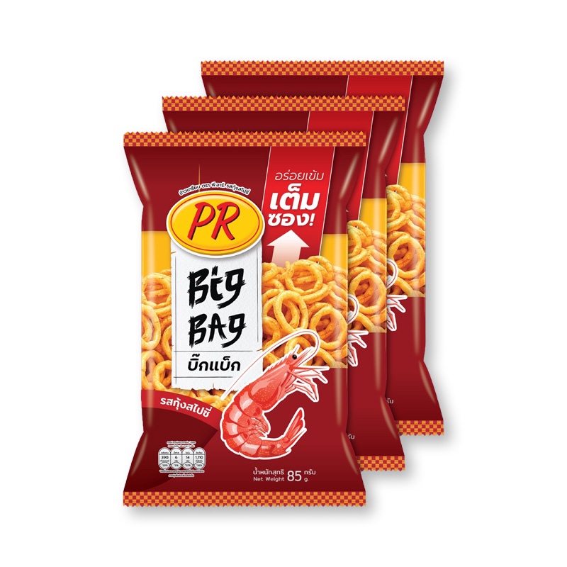 PR Prawn Cracker Spicy Shrimp 85g x 3 Pcs.พีอาร์ ข้าวเกรียบกุ้ง รสสไป ...