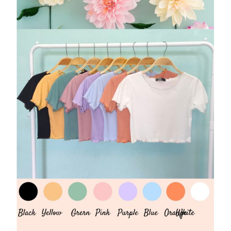 🔥Crop Hit🔥ครอปคอหยัก สีพาสเทล ยอดฮิต วัยรุ่นทุกคนต้องมีให้ครบสีนะคะ ...