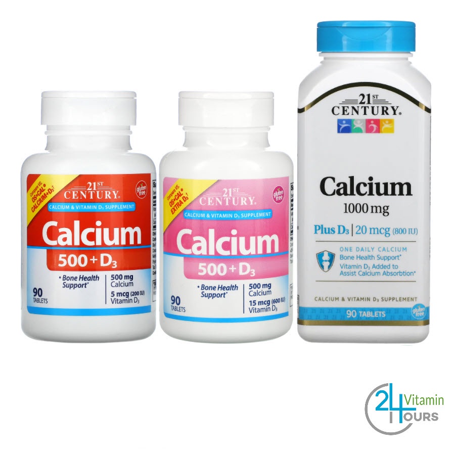 [พร้อมส่ง] 21st Century, Calcium Plus Vitamin D3 , 500 mg / 1,000 mg ...