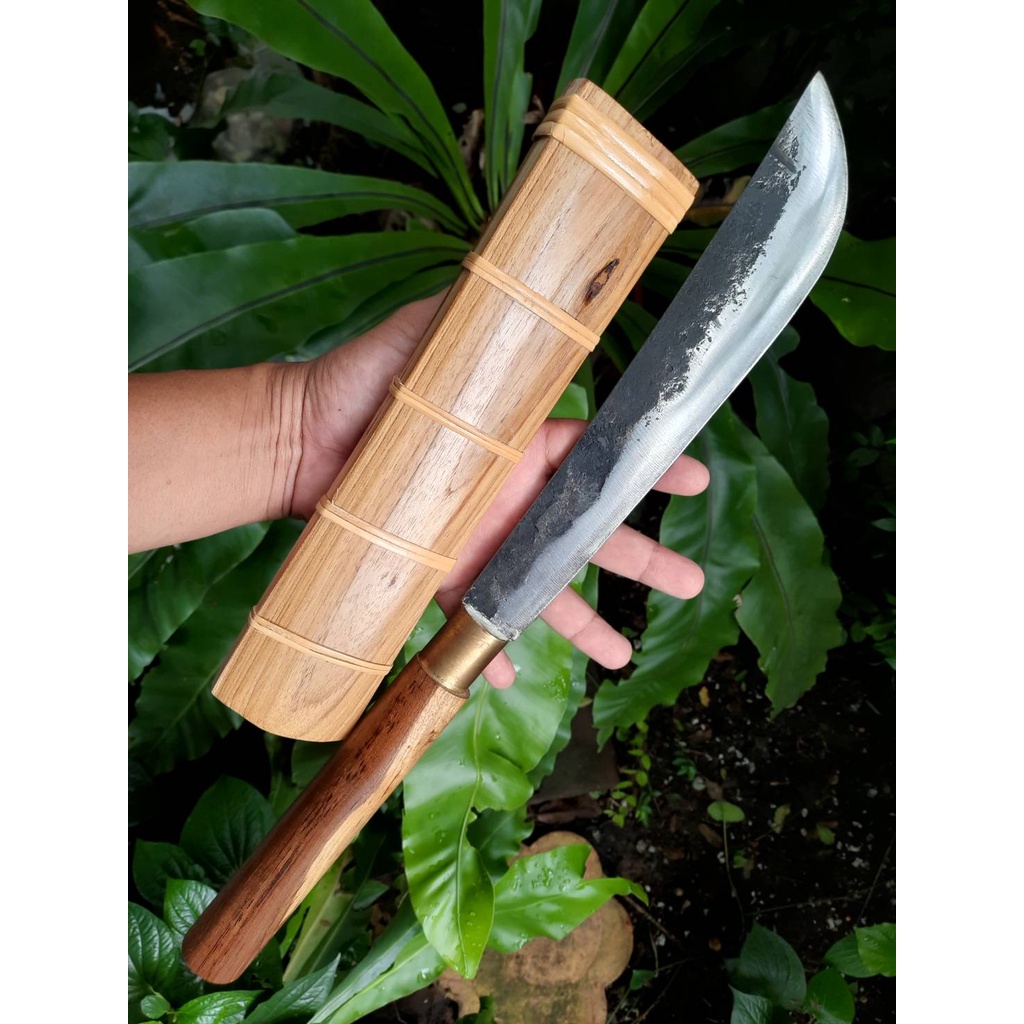 มีดลาบ มีดปลายหว้าย มีดเหน็บ อีเหน็บ (E-Nep) มีดเดินป่า มีดแคมป์ 10” SUP9 ผิวไฟ ด้ามประดู่ ฝัก ...