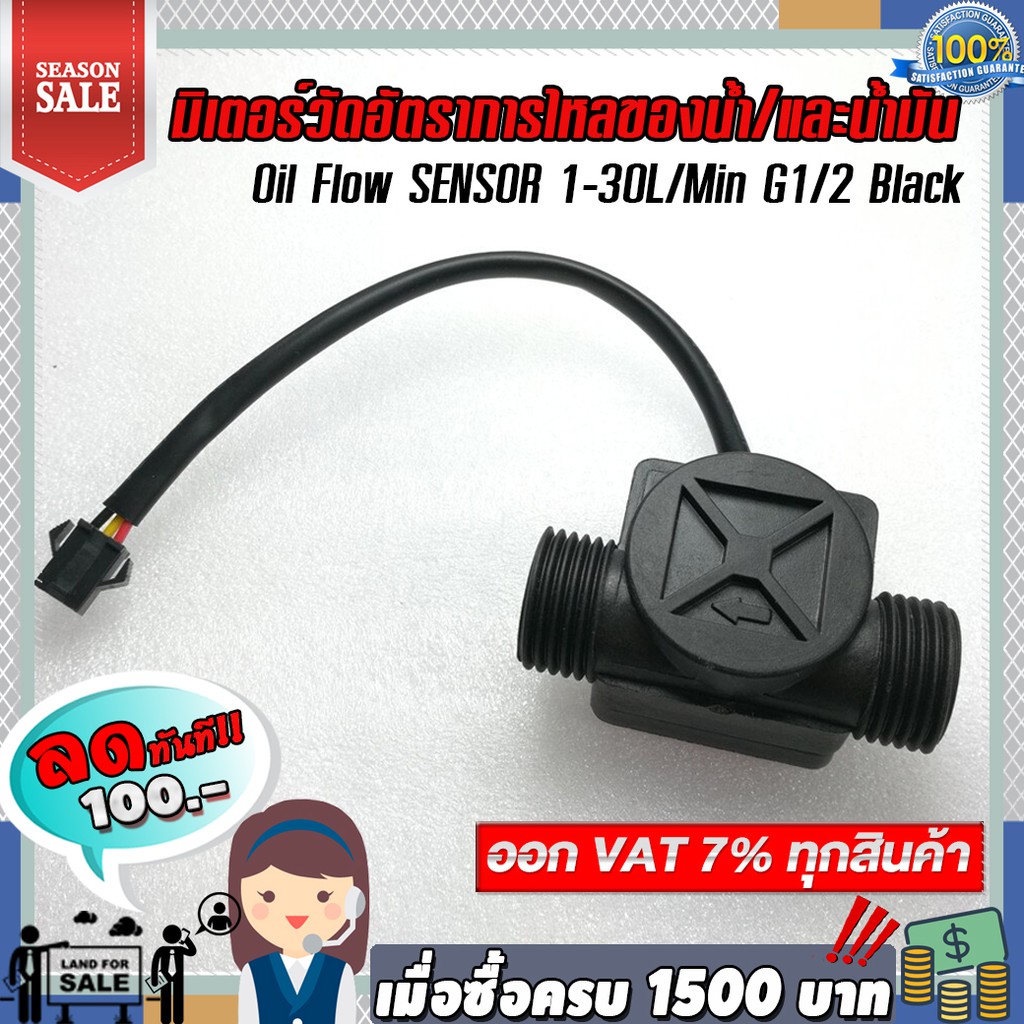 มิเตอร์วัดอัตราการไหลของน้ำ/น้ำมัน (แบบสี่เหลี่ยม) Oil Flow SENSOR 1 ...