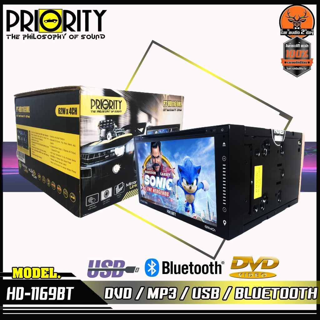 PRIORITY DVD-1169ML เครื่องเสียงรถยนต์ จอ 2DIN มีบลูทูธ วิทยุติดรถยนต์ ต่อกล้องถอยได้หน้าจอ 6.95 ...