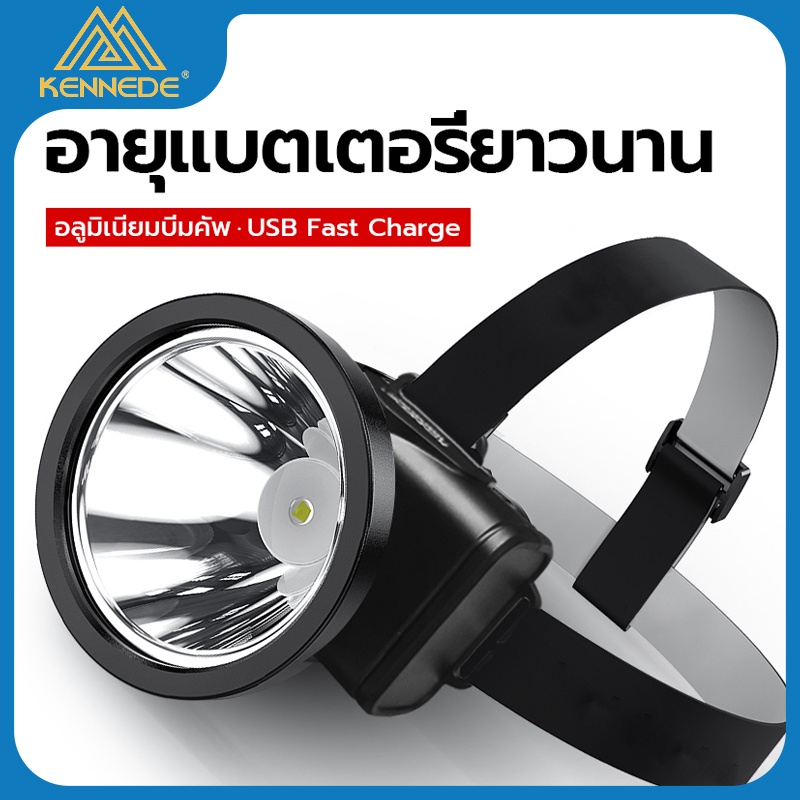 KENNEDE ไฟฉายคาดหัว 15W LED ไฟหน้าหมุนได้ 3 ระดับ 2400mAh ไฟหน้าสว่าง ...