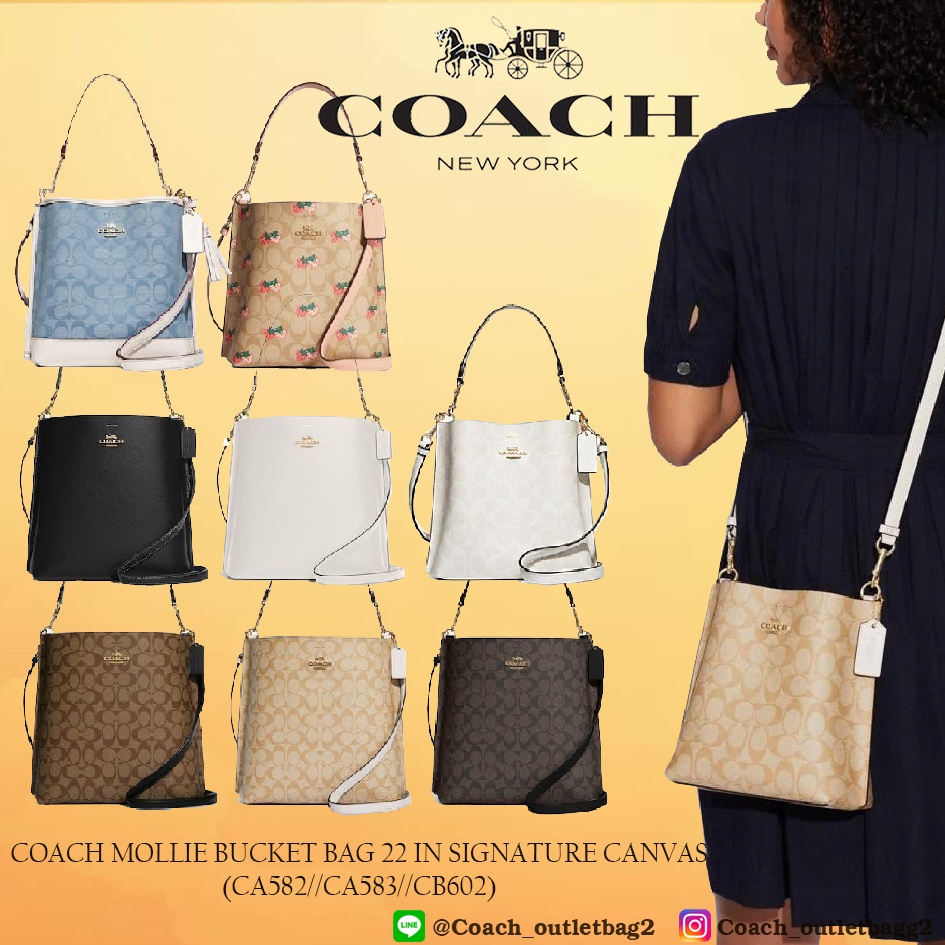 COACH MOLLIE BUCKET BAG 22 IN SIGNATURE CANVAS (CA582/CA583) | Shopee Thailand