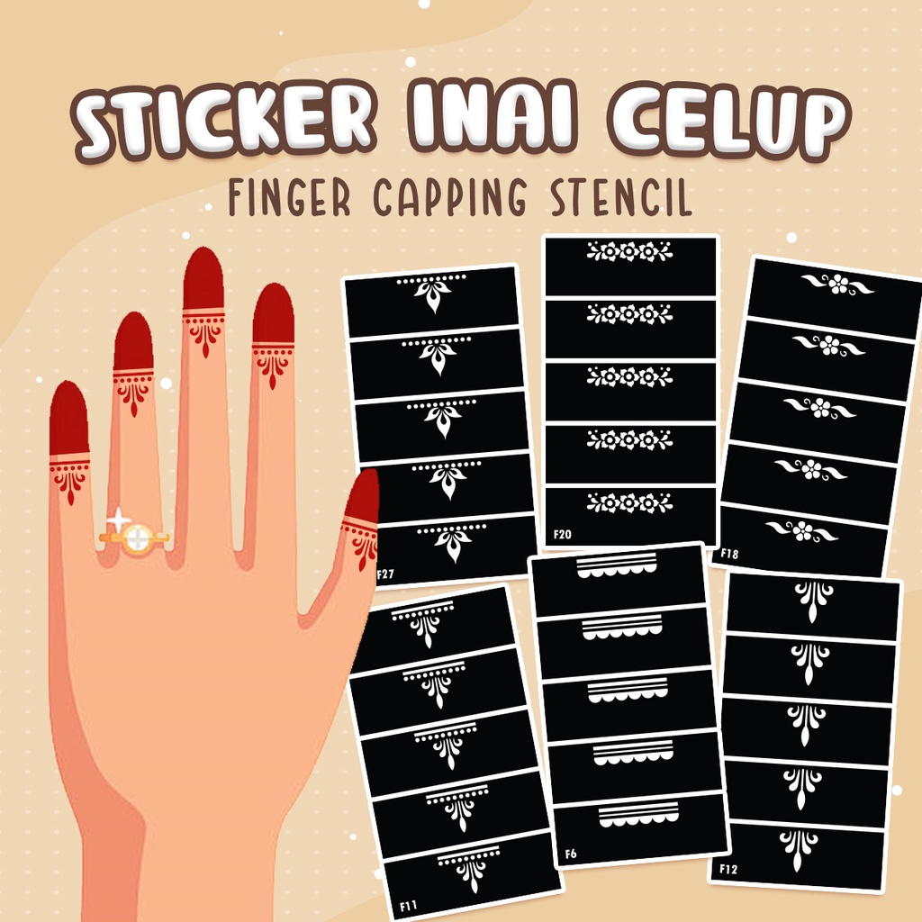 (20 กระปุก) สติกเกอร์ INAI CELUP / STICKER INAI JARI / FINGER HENNA ...