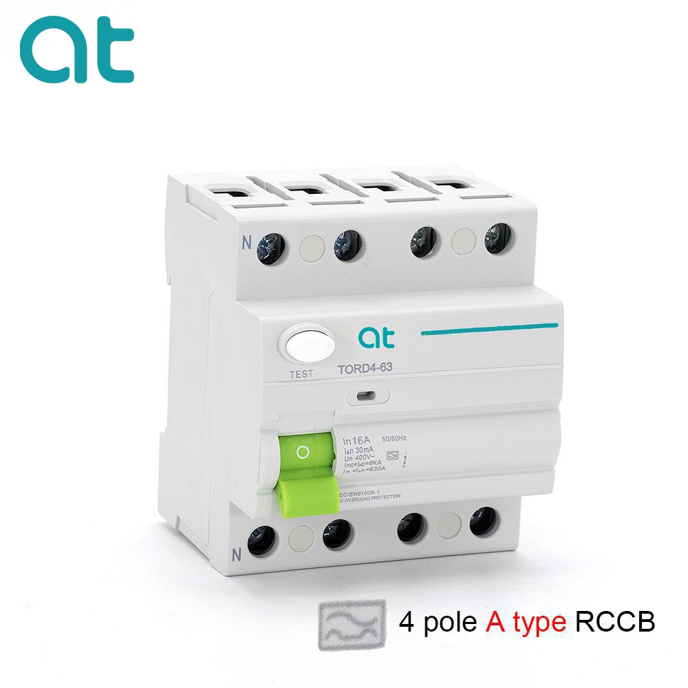 4 Pole 63A 30mA Type A Electromagnetic Type RCCB RCD 400V 6KA Residual Current Circuit Breaker ...