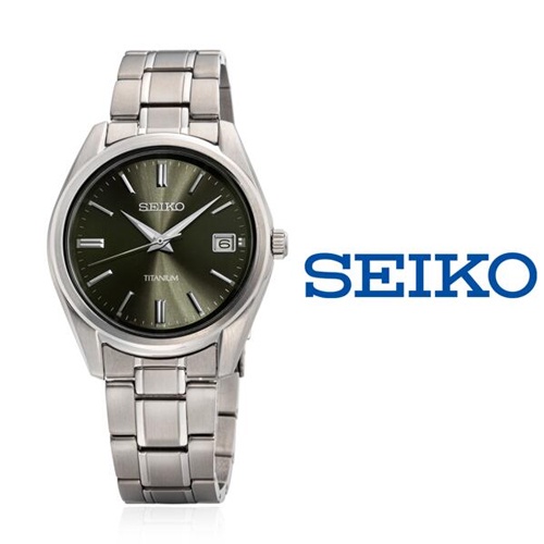 SEIKO นาฬิกาข้อมือชาย QUARTZ SAPPHIRE TITANIUM หน้าปัดสีเทาดำ รุ่น ...