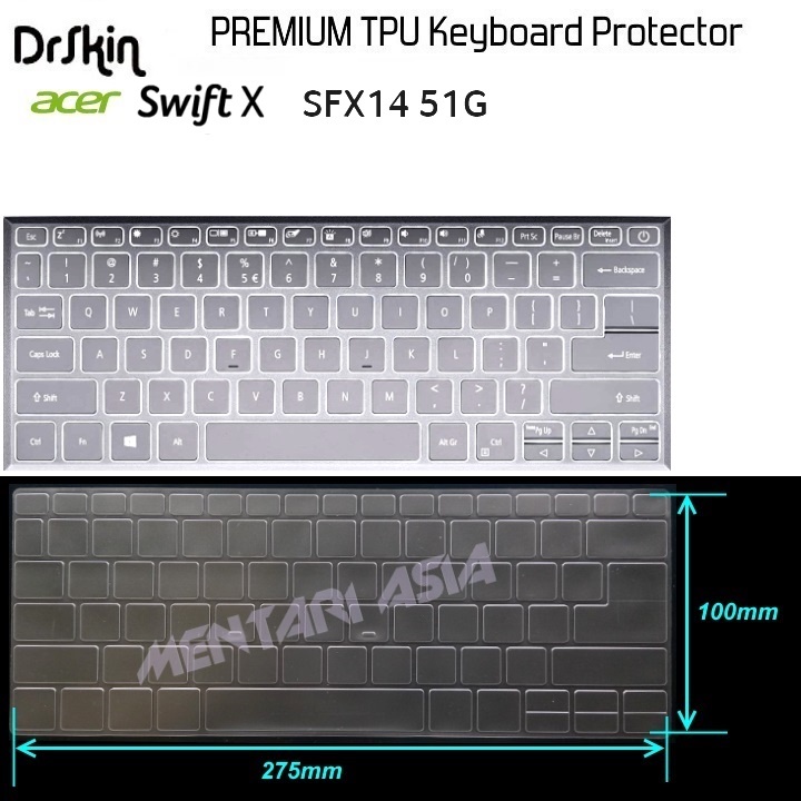 ฟิล์มกันรอยคีย์บอร์ด ACER Swift X SFX14-51G - DrSkin PREMIUM TPU CLEAR | Shopee Thailand