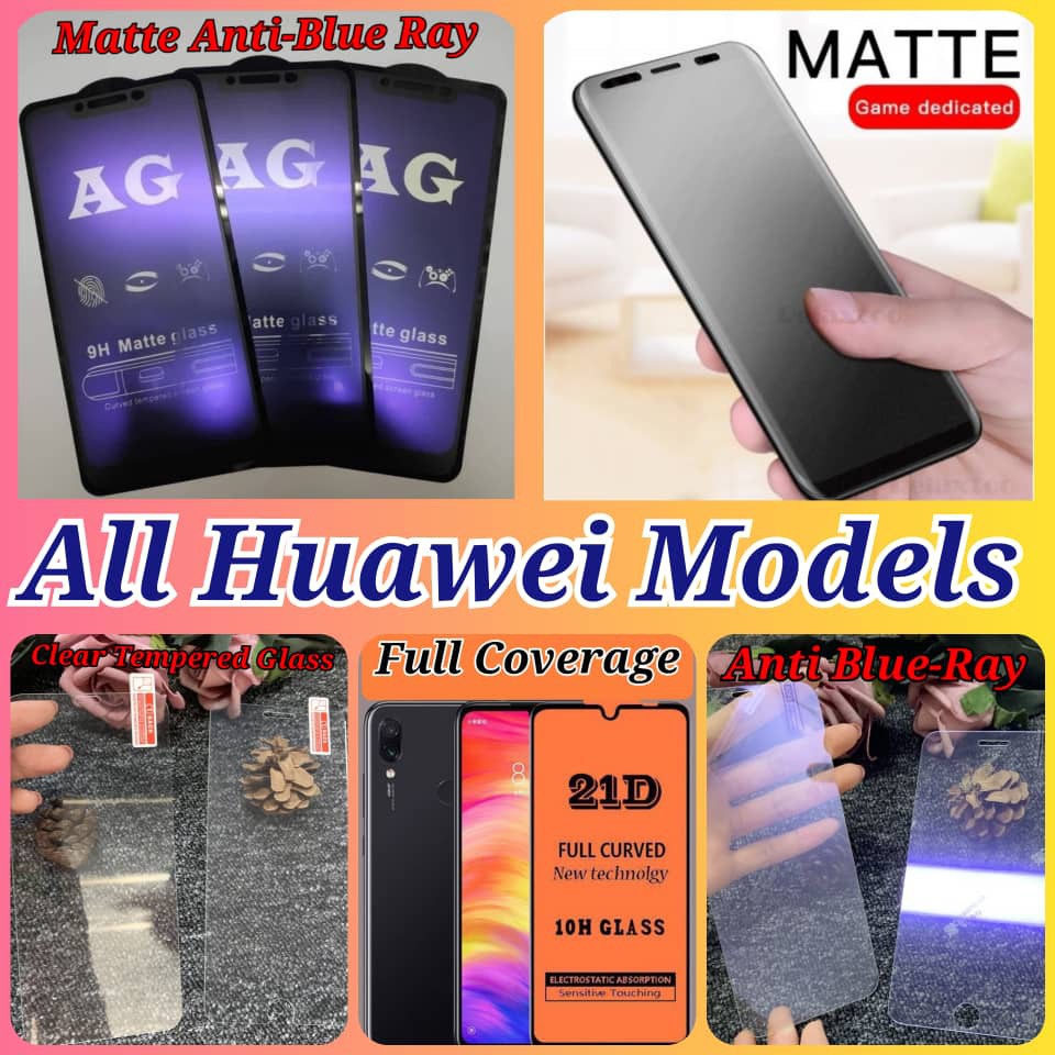 Huawei กระจกนิรภัย Clear / Matte / 21D Full HD Coverage / Anti-Blue Ray ...