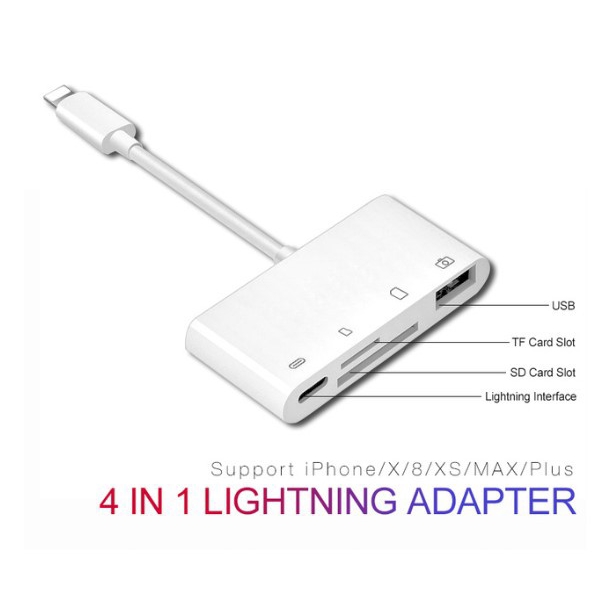 4 ใน 1 ฟ้าผ่าอะแดปเตอร์ IOS iPhone iPad iPod touch otg เครื่องอ่านการ์ดมัลติฟังก์ชั่รองรับ usb ...