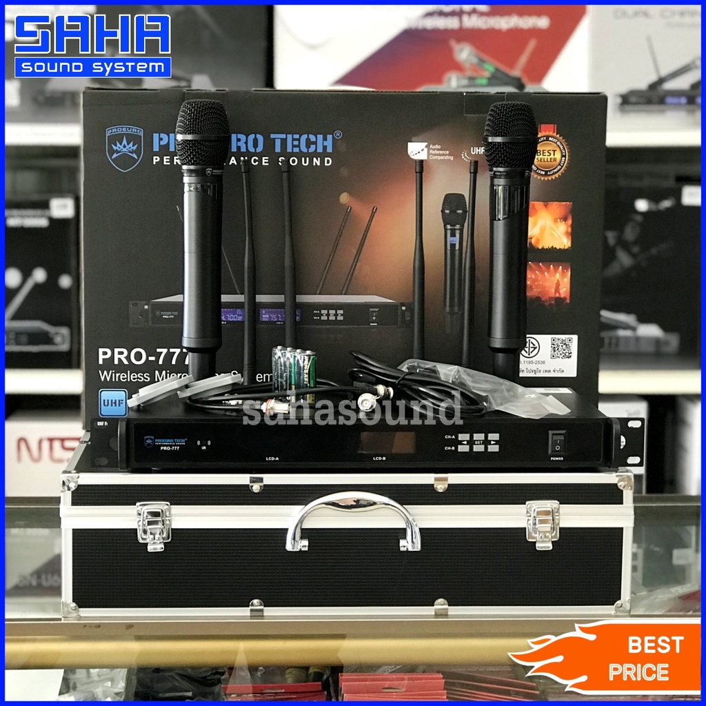 (มีกระเป๋า) PROEUROTECH PRO-777 UHF ไมค์ลอย ถือคู่ ไมโครโฟนไร้สาย 4 เสา (ความถี่ใหม่ กสทช ...