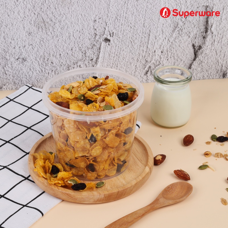 Srithai Superware กล่องพลาสติกใส่อาหาร กระปุกพลาสติกใส่ขนม ทรงกลมฝาล็อค ขนาด 750 ml. จำนวน 25 ...