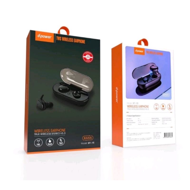 หูฟังบลูทูธ D Power Tws wireless Earphone model BT-15 | Shopee Thailand