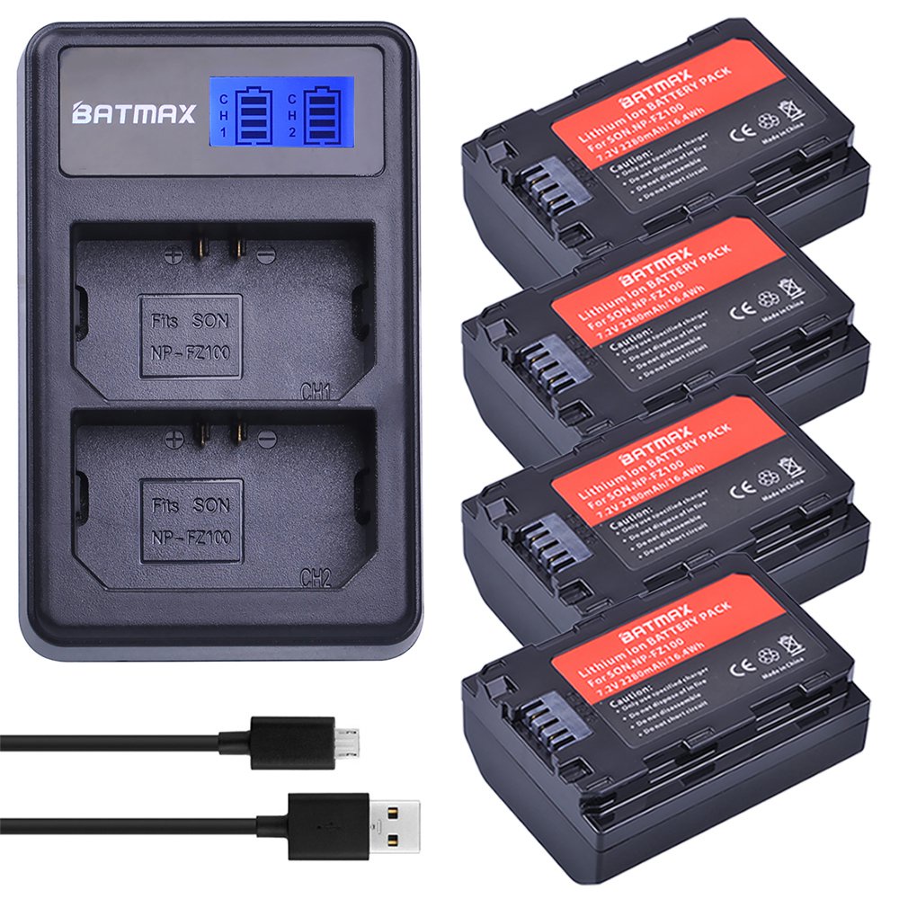 Batmax 2280MAh NP-FZ100 NPFZ100 FZ100แบตเตอรี่ LCD Dual Charger สำหรับ Sony A7 Iii,A9 9R A9R 9S ...