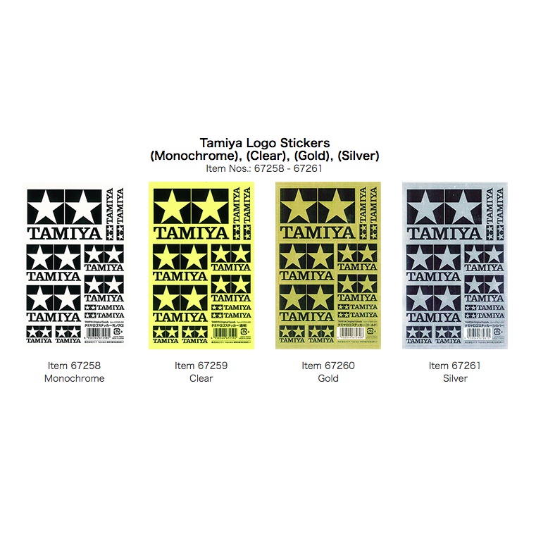 TAMIYA 67258 - 67261 Logo Stickers (Monochrome), (Clear), (Gold ...