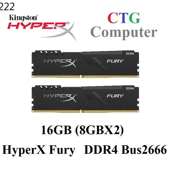 Ram Pc Kingston Hyperx Fury Black 16gb 8gbx2 Ddr4 Bus 2666