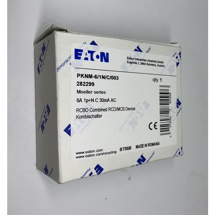 Eaton PKNM-6/1N/C/003 Residual Current Circuit Breaker with Overload (RCBO) ąlnsaflasñulwaa ...