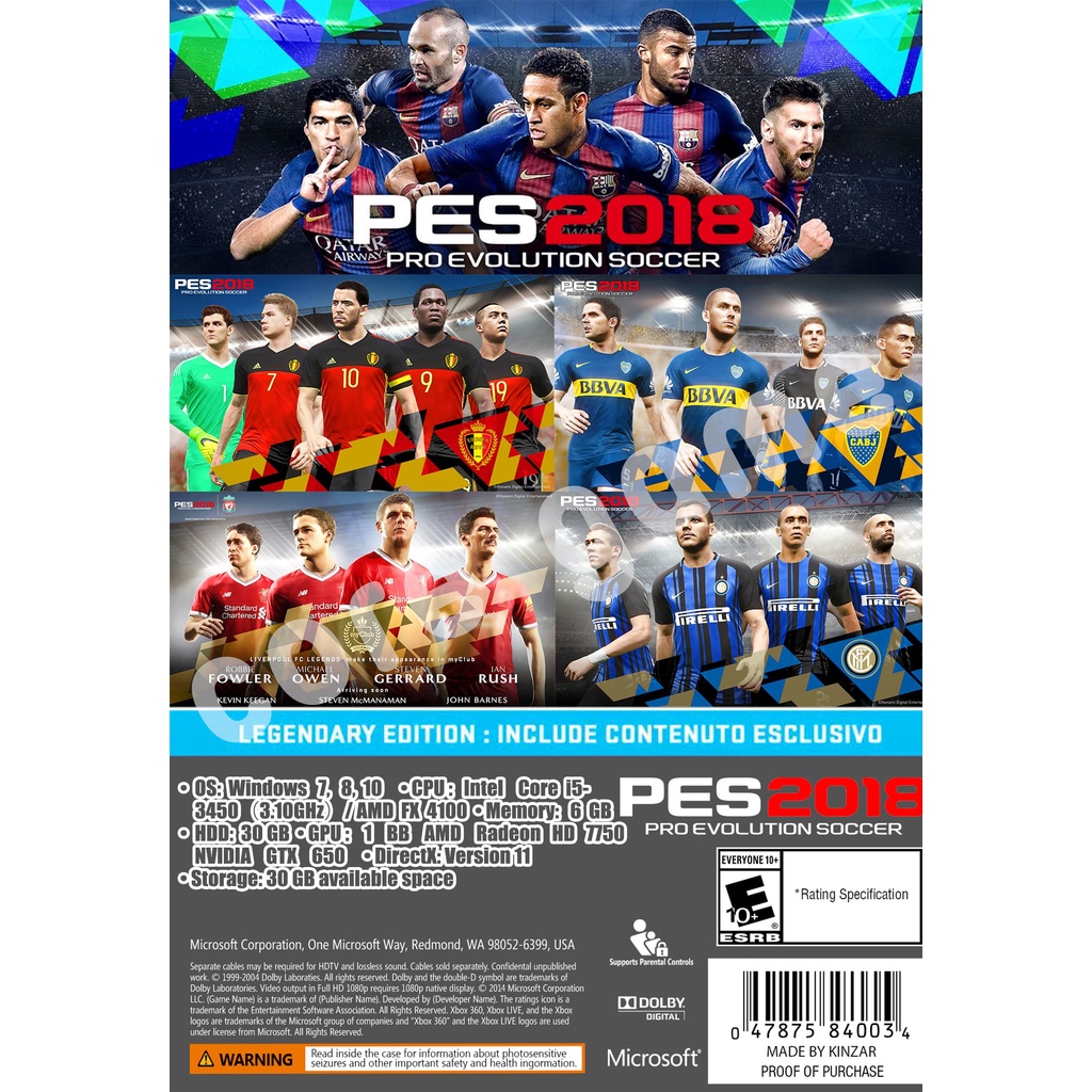 PES 2018 pro evolution soccer 2018 แผ่นเกมส์ แฟลชไดร์ฟ เกมส์คอมพิวเตอร์ ...