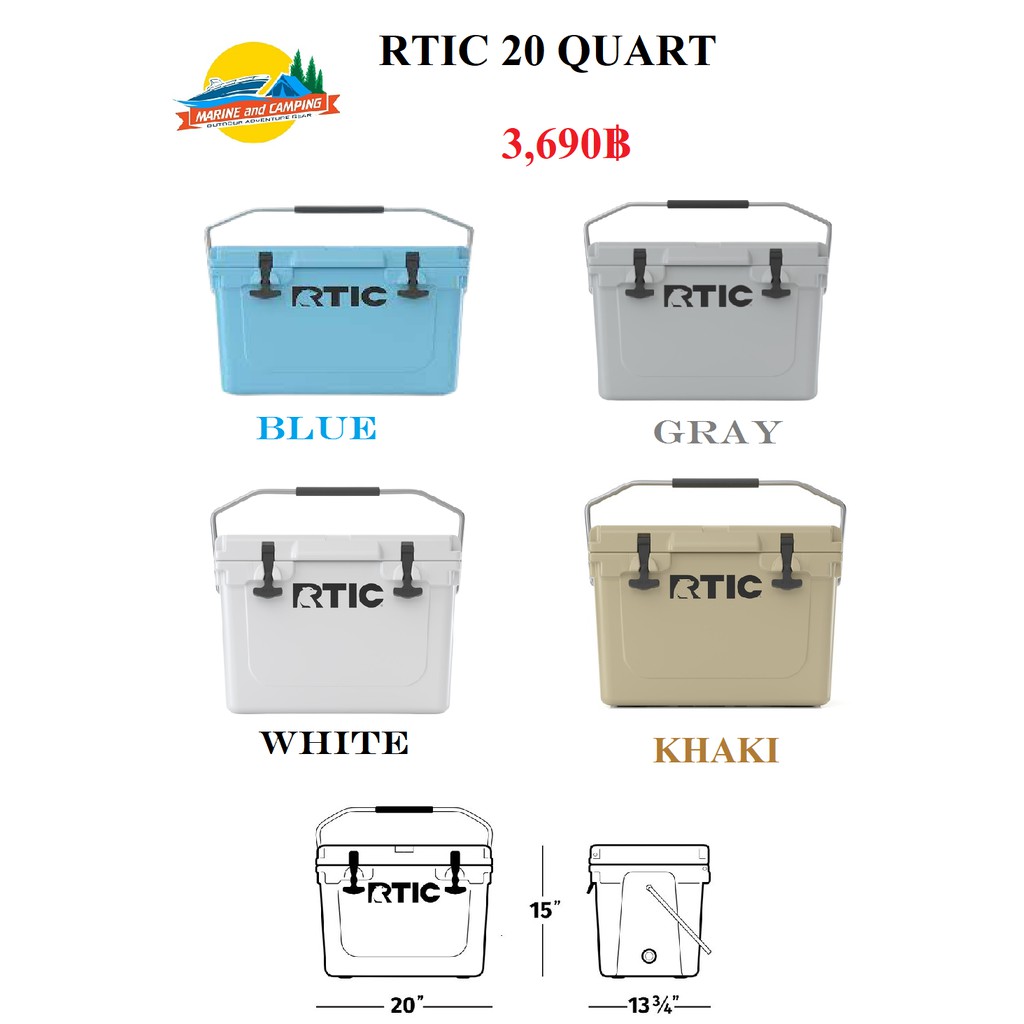 RTIC COOLER BLUE 20QT. WHITE/GRAY/BLUE ถังเก็บความเย็น | Shopee Thailand