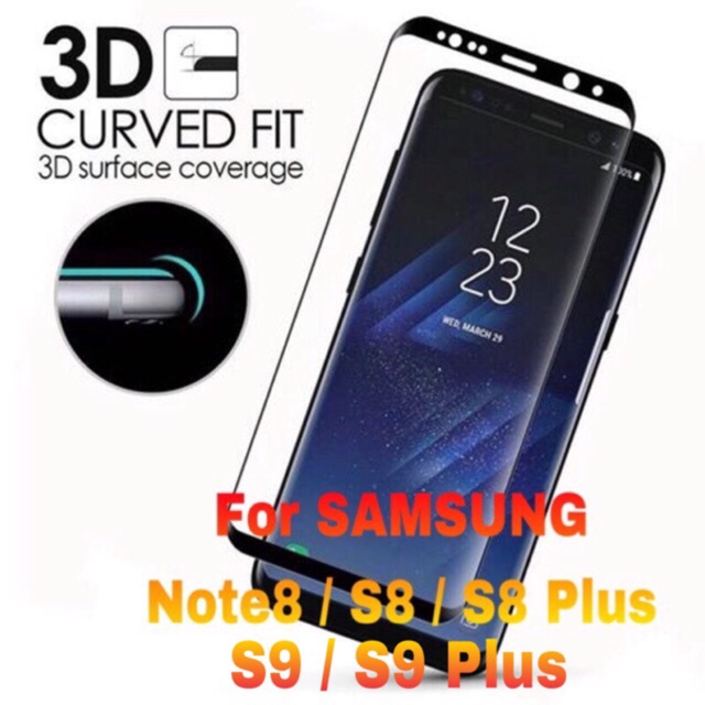 🔥ถูกมาก🔥 ฟิล์ม S8 / S8 Plus / Note8 / S9 / S9 Plus / Note9 ฟิล์มกระจกเต็มจอ Samsung 3D สีดำ ...