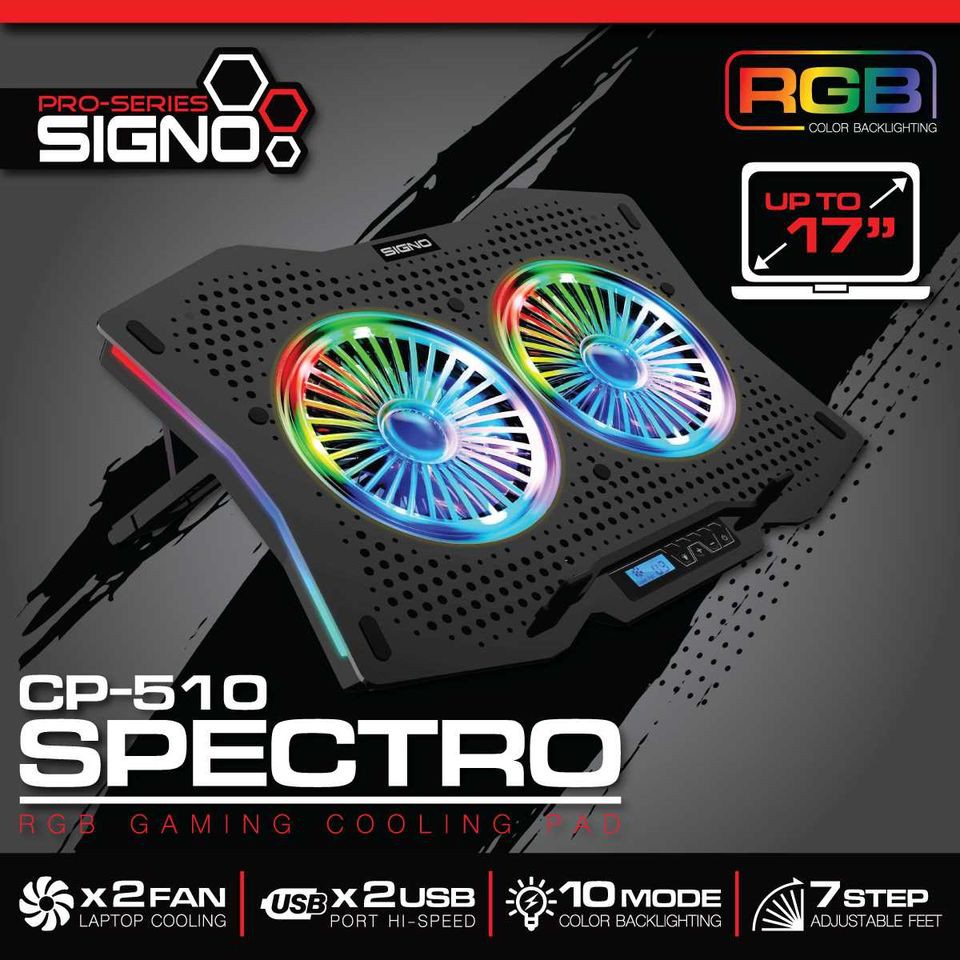 พัดลมโน๊ตบุ๊ค RGB Signo CP-510 พัดลมระบายความร้อนโน๊ตบุ๊ค พัดลมรองโน๊ตบุ๊ค ประกัน 1 ปี | Shopee ...