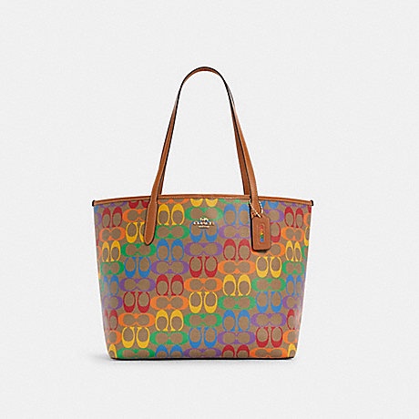 พร้อ มส่ง #Coach CITY TOTE IN RAINBOW SIGNATURE CANVAS (COACH #C4181) | Shopee Thailand