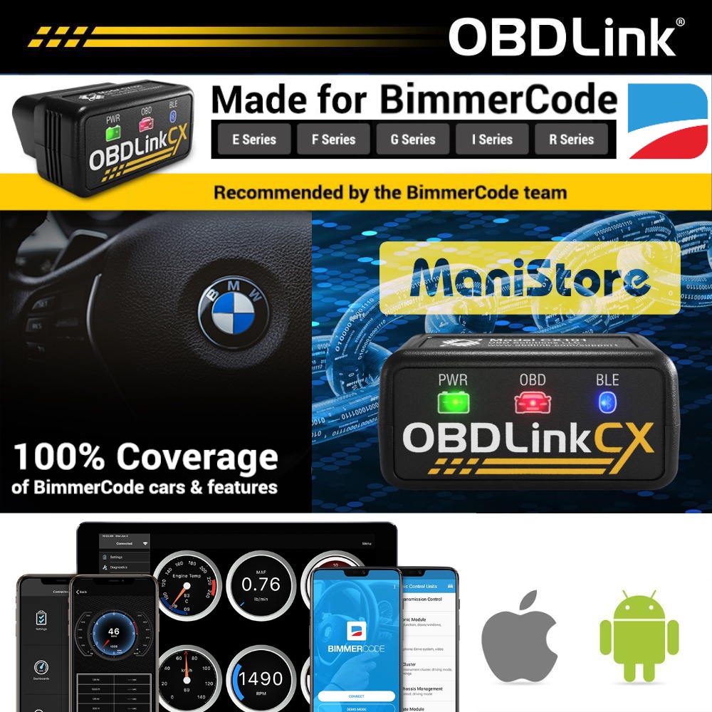 OBDLink® CX Bimmercode Support All Series Bluetooth 5.1 BLE OBD2 Adapter for BMW/Mini, Works ...