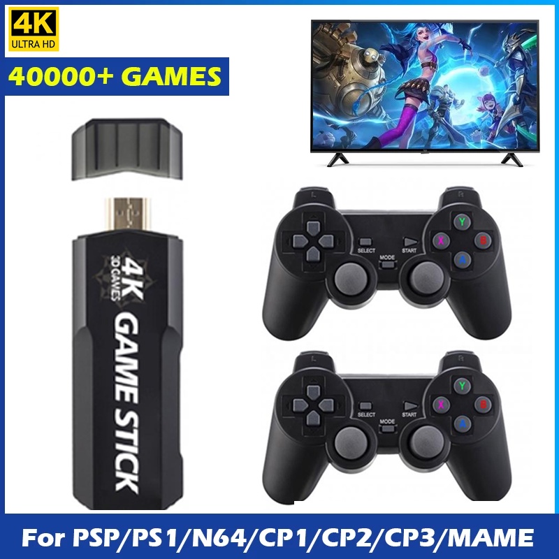 4K HD Video Game Console GD10 Game Stick 40000 Games 128GB 2.4G Double ...