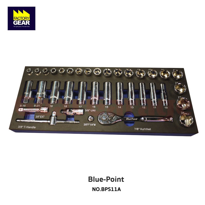 ชุดถาดโฟมลูกบล็อก 3/8 พร้อมด้ามขันฟรี BLUE-POINT NO.BPS11A Tool Set 3/8 ...