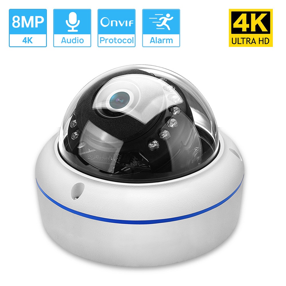 Hamrol 4K 8MP Ultra HD IP Camera POE H.265 Metal Outdoor Indoor Vandal-proof Dome CCTV Security ...