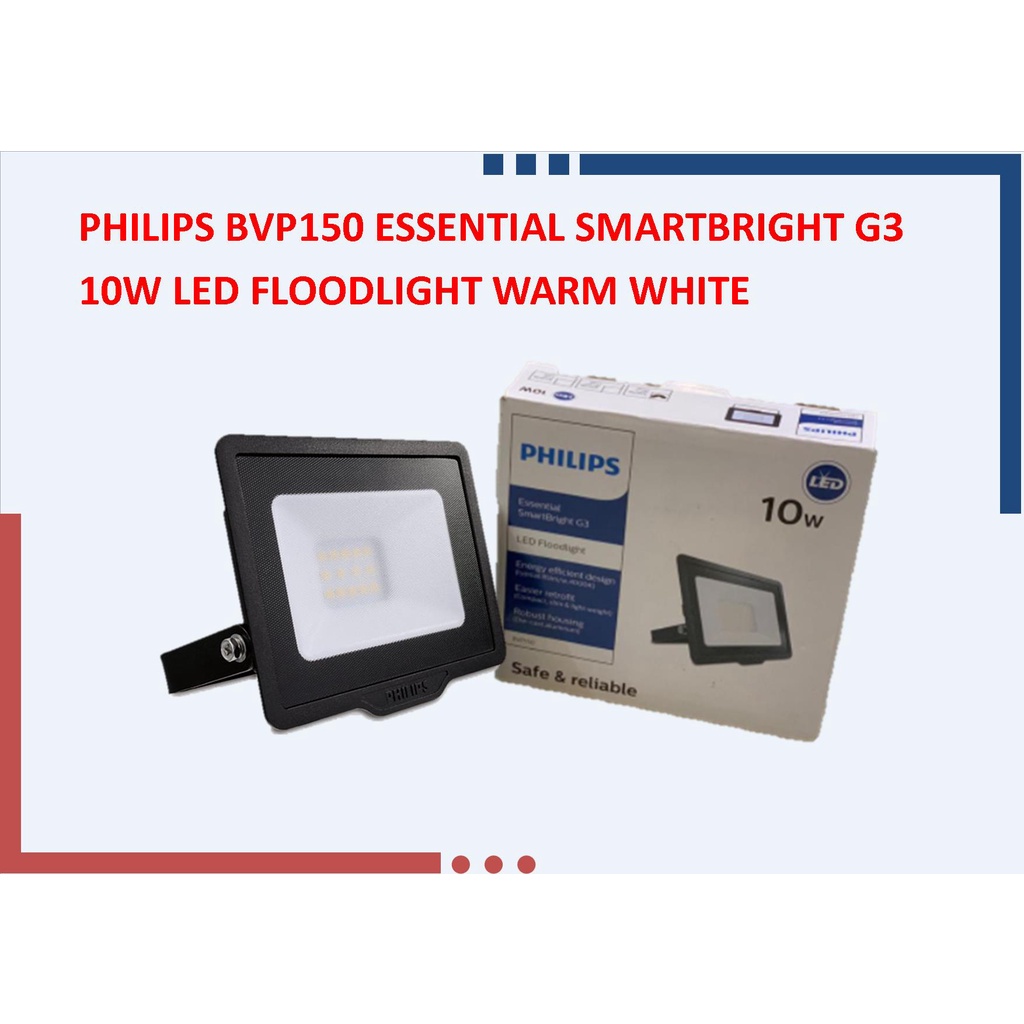 Philips BVP150 LED8 10W (3000K WARMWHITE) 220-240V G3 -ESSENTIAL SMARTBRIGHT FLOOD LIGHT ...