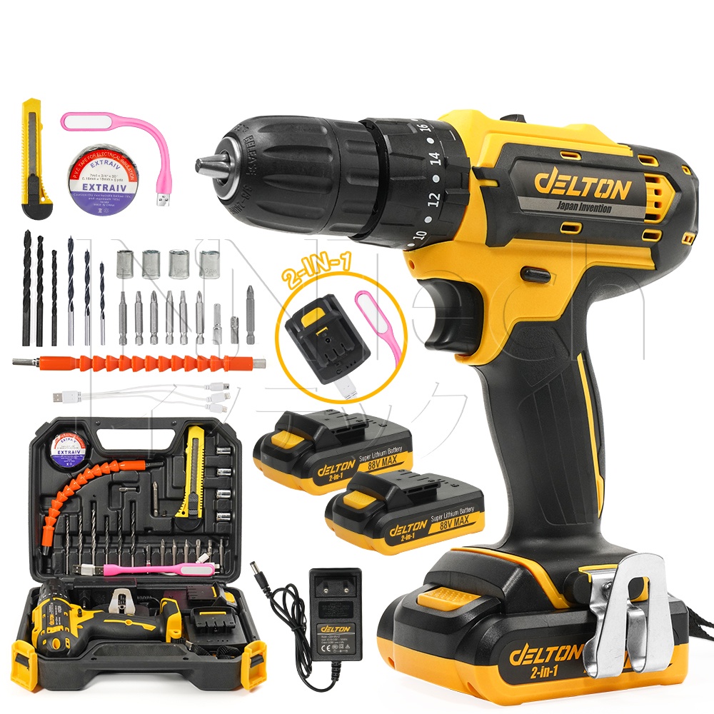 DELTON สว่านไร้สาย สว่านกระแทก สว่านแบต ไร้สาย 3 ระบบ 88V รุ่นใหม่ สว่าน 2 IN 1 รุ่น GSB-88V-LT ...