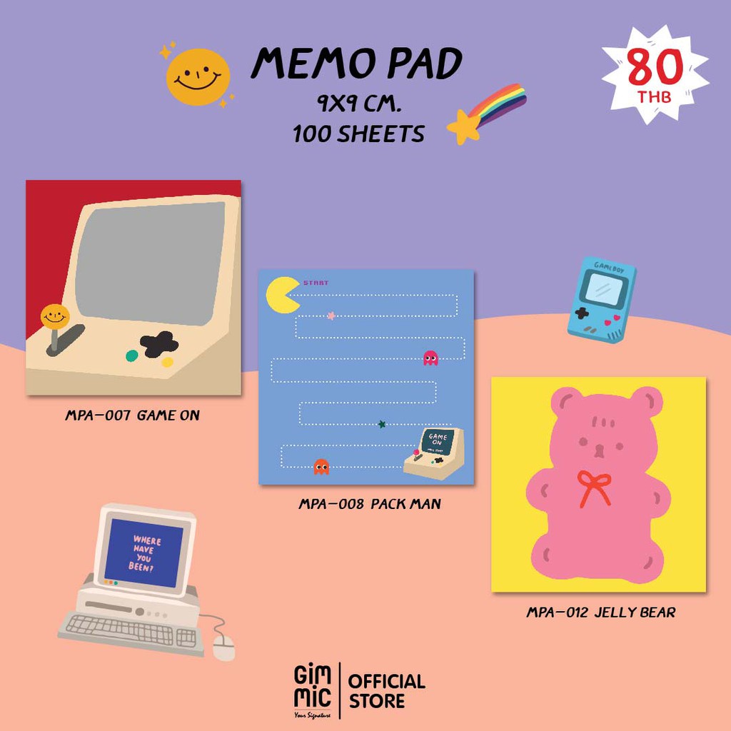 Gimmic กระดาษโน๊ตเล็ก Memo pad ธีม I made in the 80's (Gimmic x ...