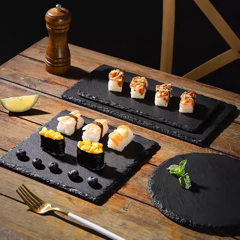 Natural Stone Plate จานหินสำหรับอาหารญี่ปุ่น ซูชิ บาร์บีคิว คุณภาพพรีเ ...