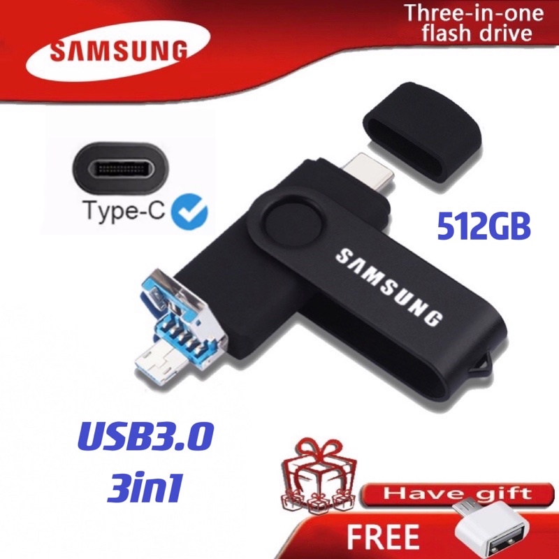 Samsung-pen drive 3 in 1 OTG 512GB for type w/micro usb, memory ...