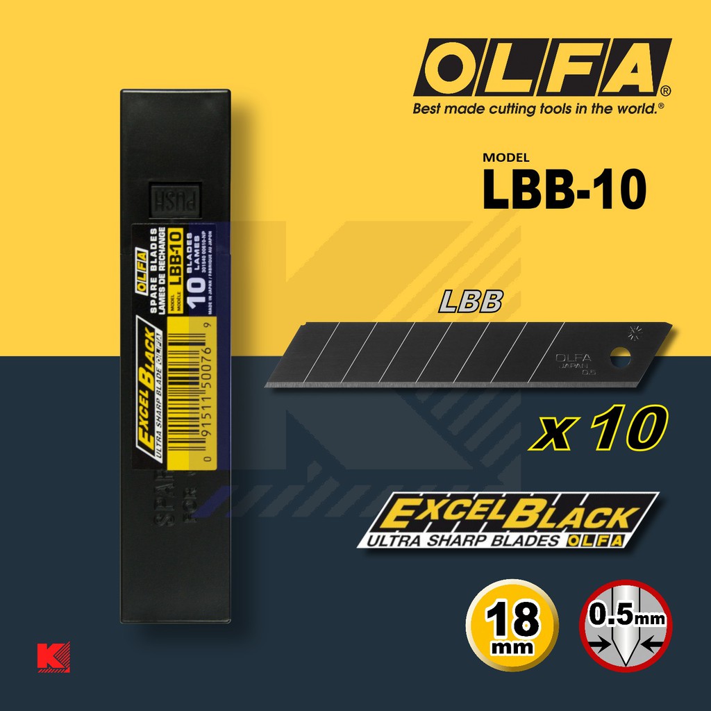 ใบมีดคัตเตอร์ OLFA รุ่น LBB-10 ใบใหญ่ 18 มม. ใบสีดำ | Shopee Thailand