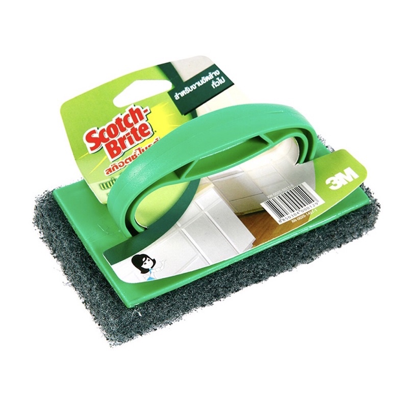 3M สก็อตซ์ ไบร์ท แผ่นขัด พร้อมด้ามจับ อเนกประสงค์ สีเขียวขัดทั่วไป สีดำ ...