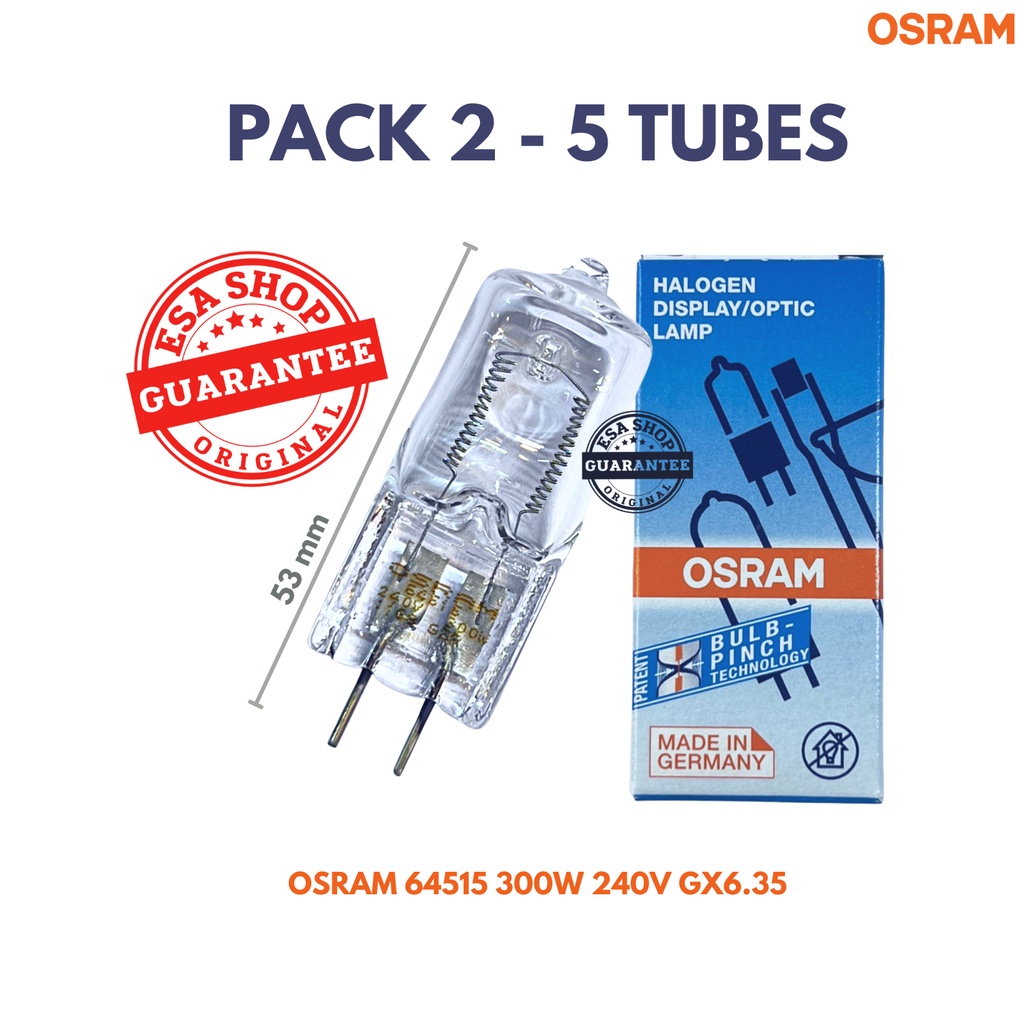 หลอดไฟแพ็ค2-5หลอดOSRAM 64515 300w. 240v.GX6.35 | Shopee Thailand