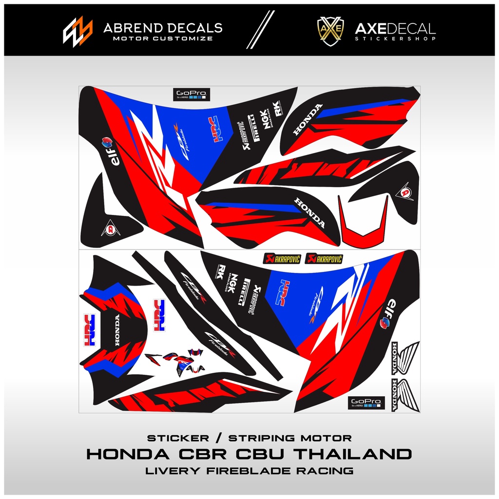 สติกเกอร์ ลาย CBR CBU Thailand Livery Fireblade Tri Color Racing Honda ...