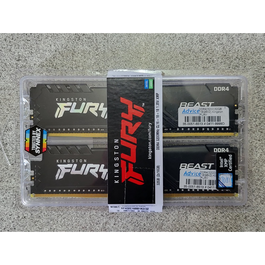 RAM DDR4 3200MHz 32GB (16GBX2) KINGSTON FURY BEAST | Shopee Thailand