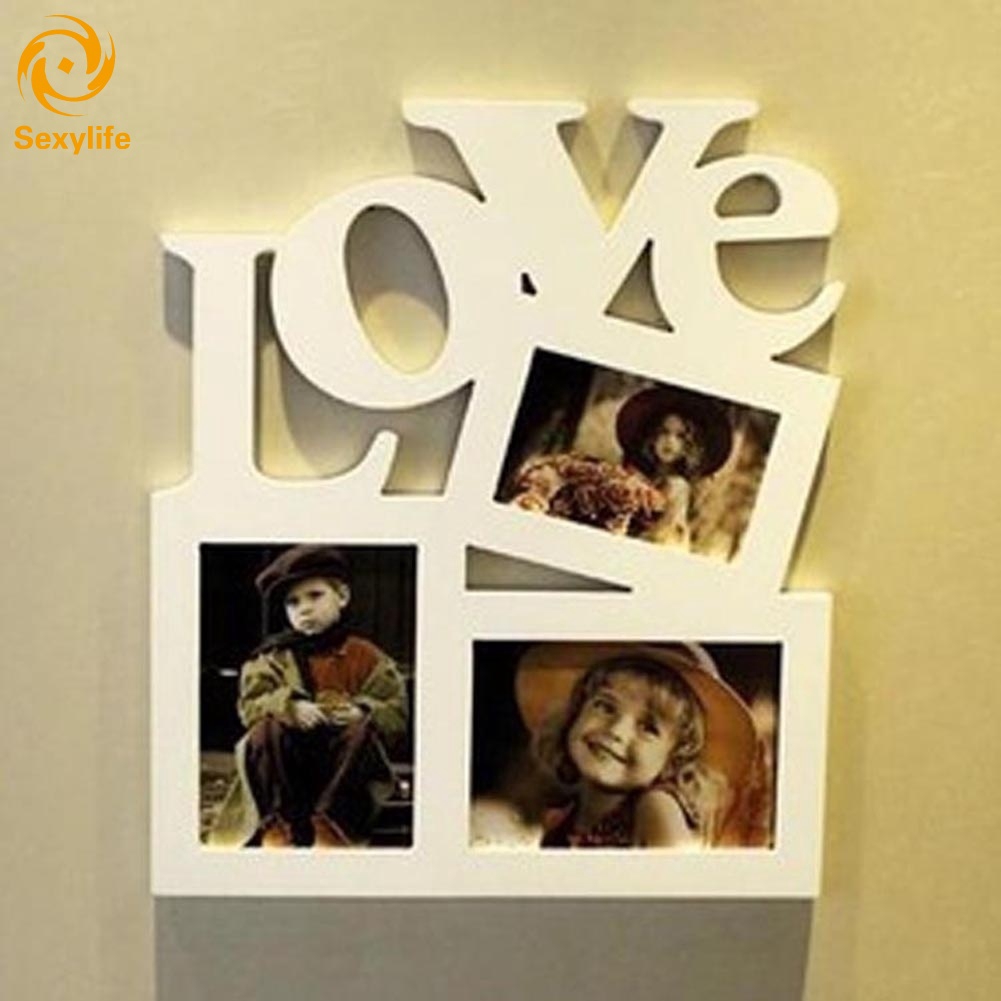 SL Photo Frame Creative DIY Photo Frame Hollow Love Wooden Family Photo ...