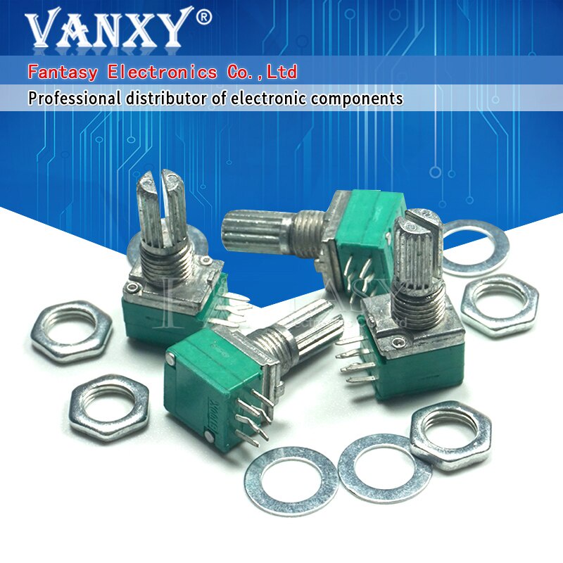 Rk097G 5K 10K 20K 50K 100K 500K B5K พร้อมสวิทช์ 6Pin เพลา 15มม.เพลา ...